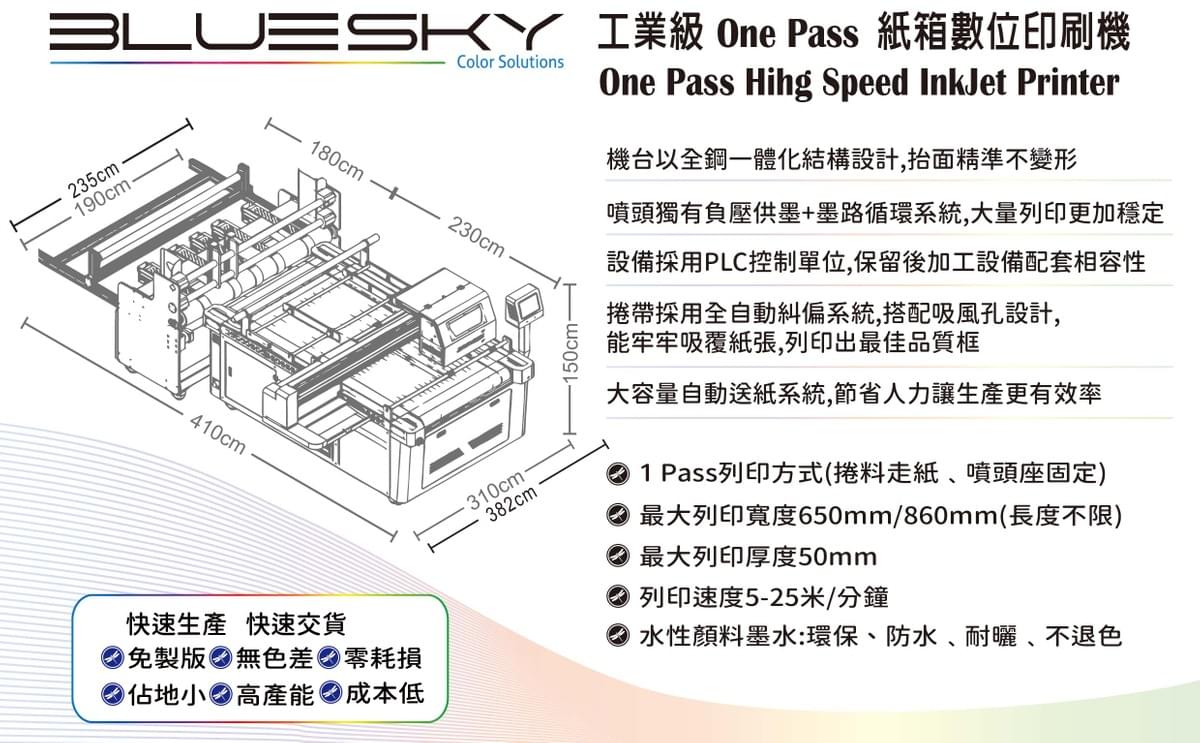 BS BOX 工業級 One Pass 紙箱數位印刷機