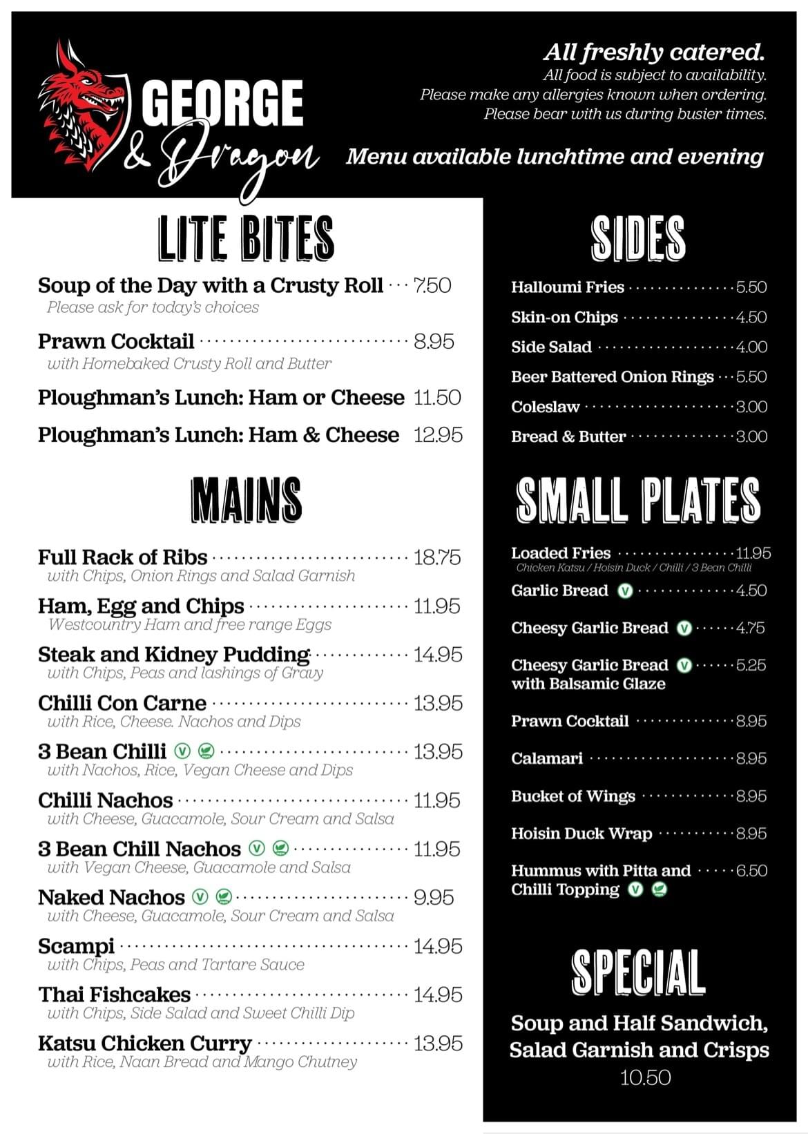 OUR FOOD - The George & Dragon Pub Ilfracombe -Serving Food & Drinks ...