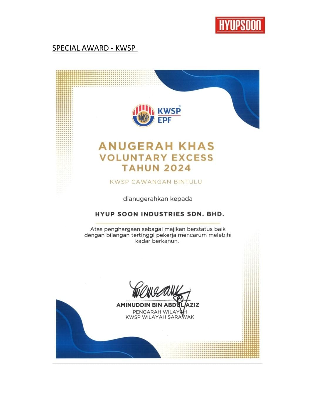 Certificates - Hyup Soon Industries Sdn Bhd