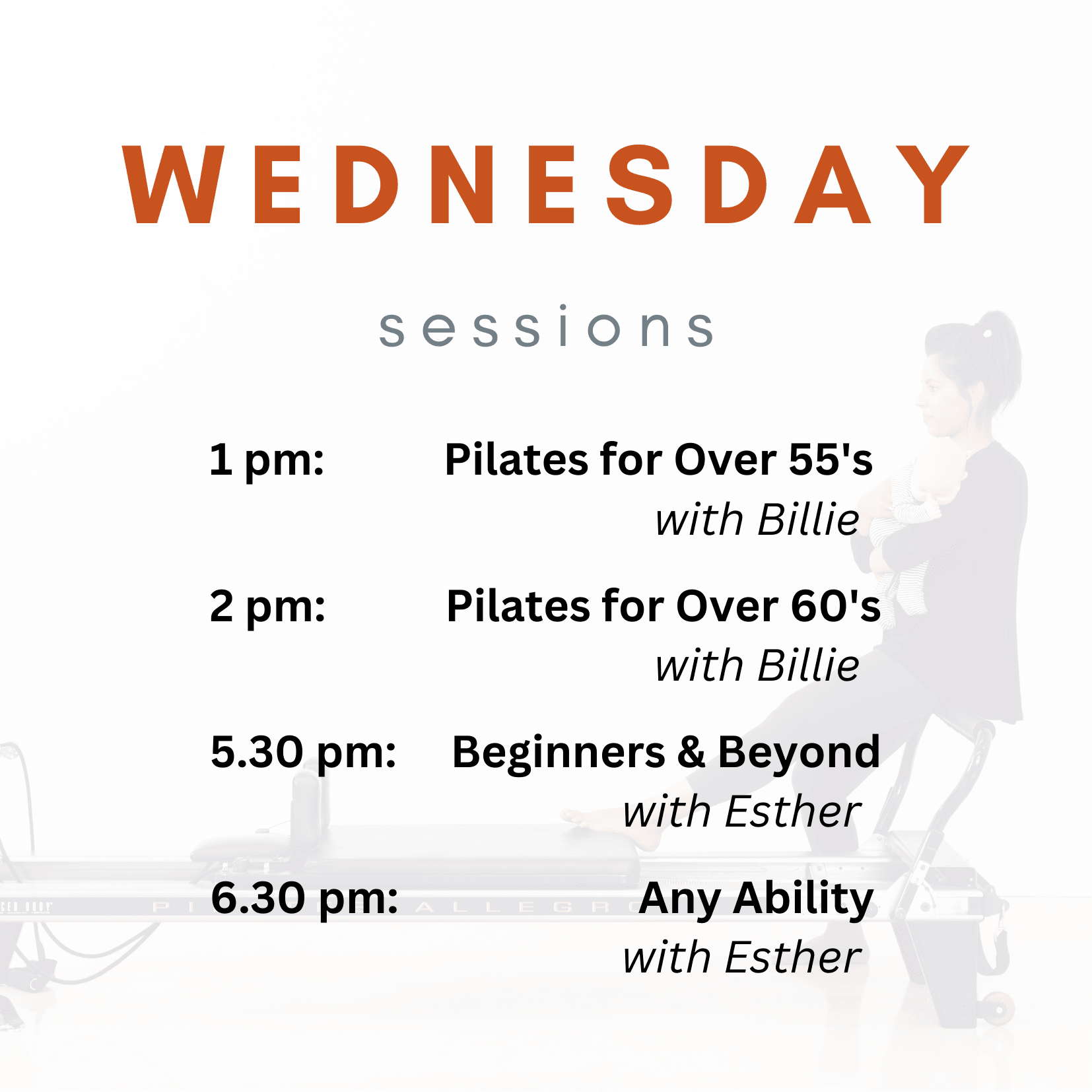 Pilates Class Schedule