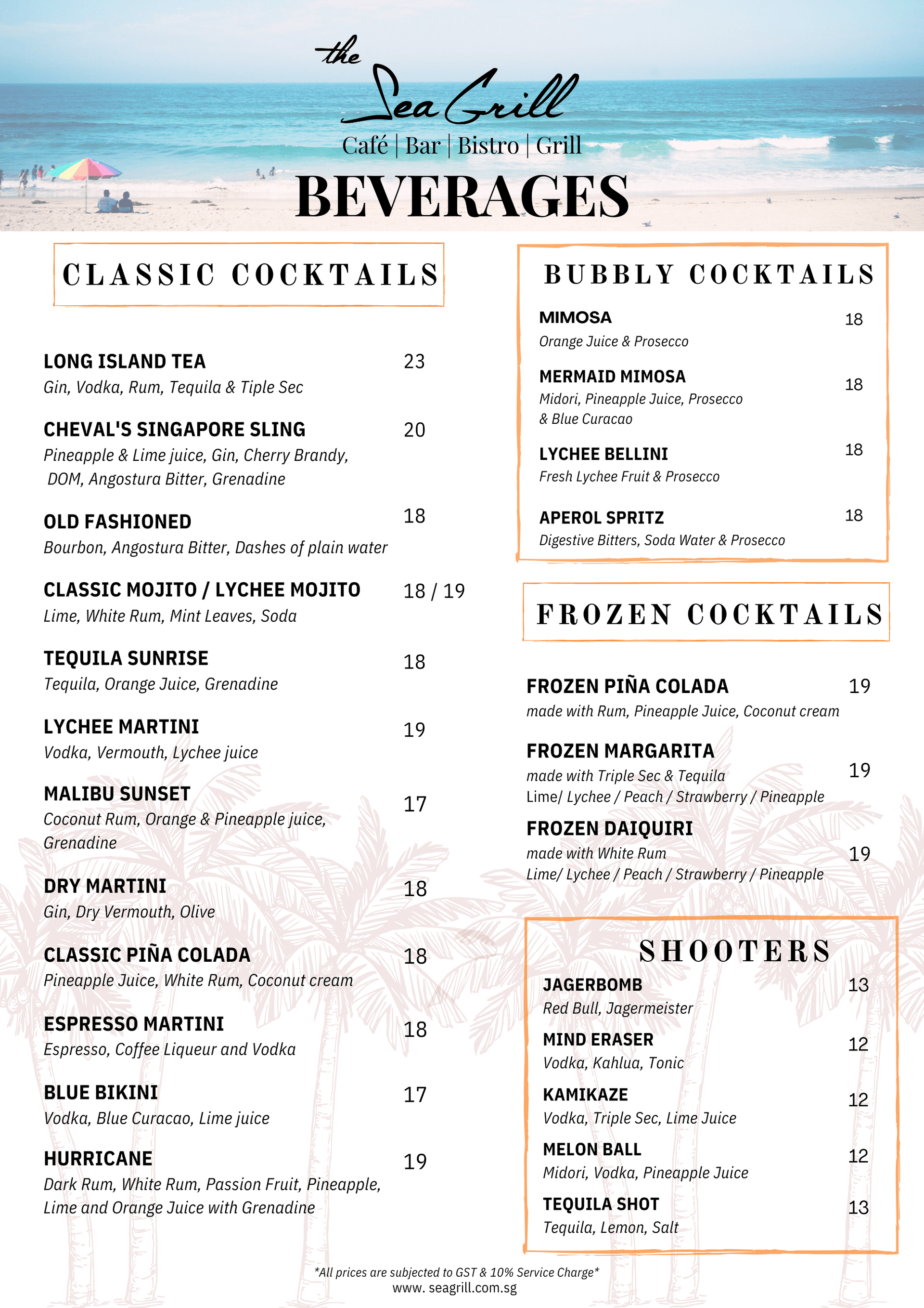 Menu - The Seagrill