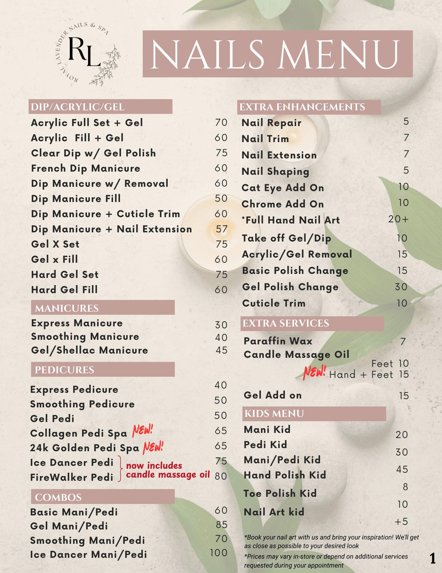 Services - Royal Lavender Nails & Spa